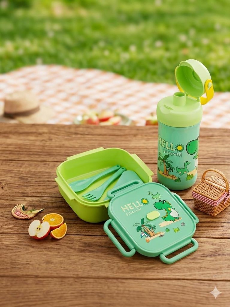 Kids Lunch Box & Water Bottle Set – BPA-Free School Snack Container ...